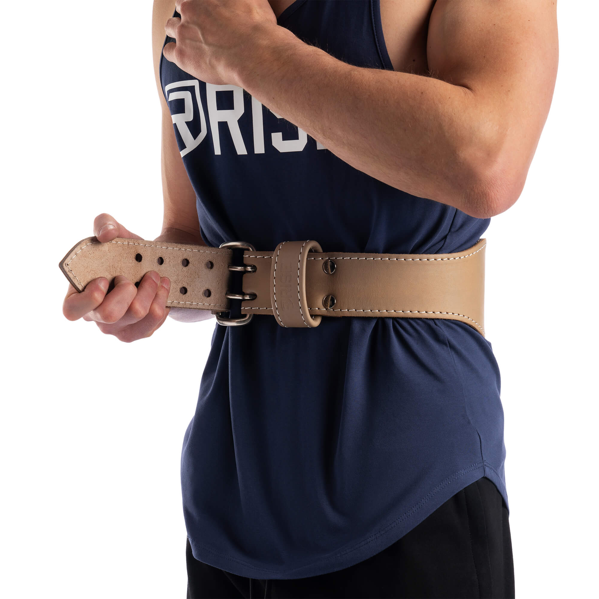 7mm Old School Leather Belt - Khaki - Rise